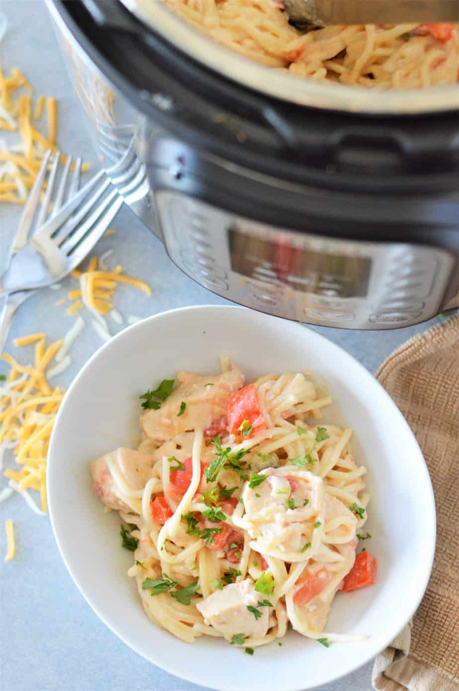 Instant Pot Chicken Spaghetti - Feast for a Fraction